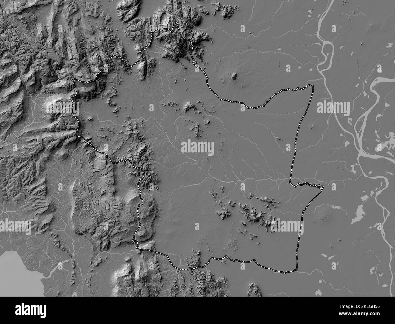 Kampong Sp, province of Cambodia. Bilevel elevation map with lakes and ...