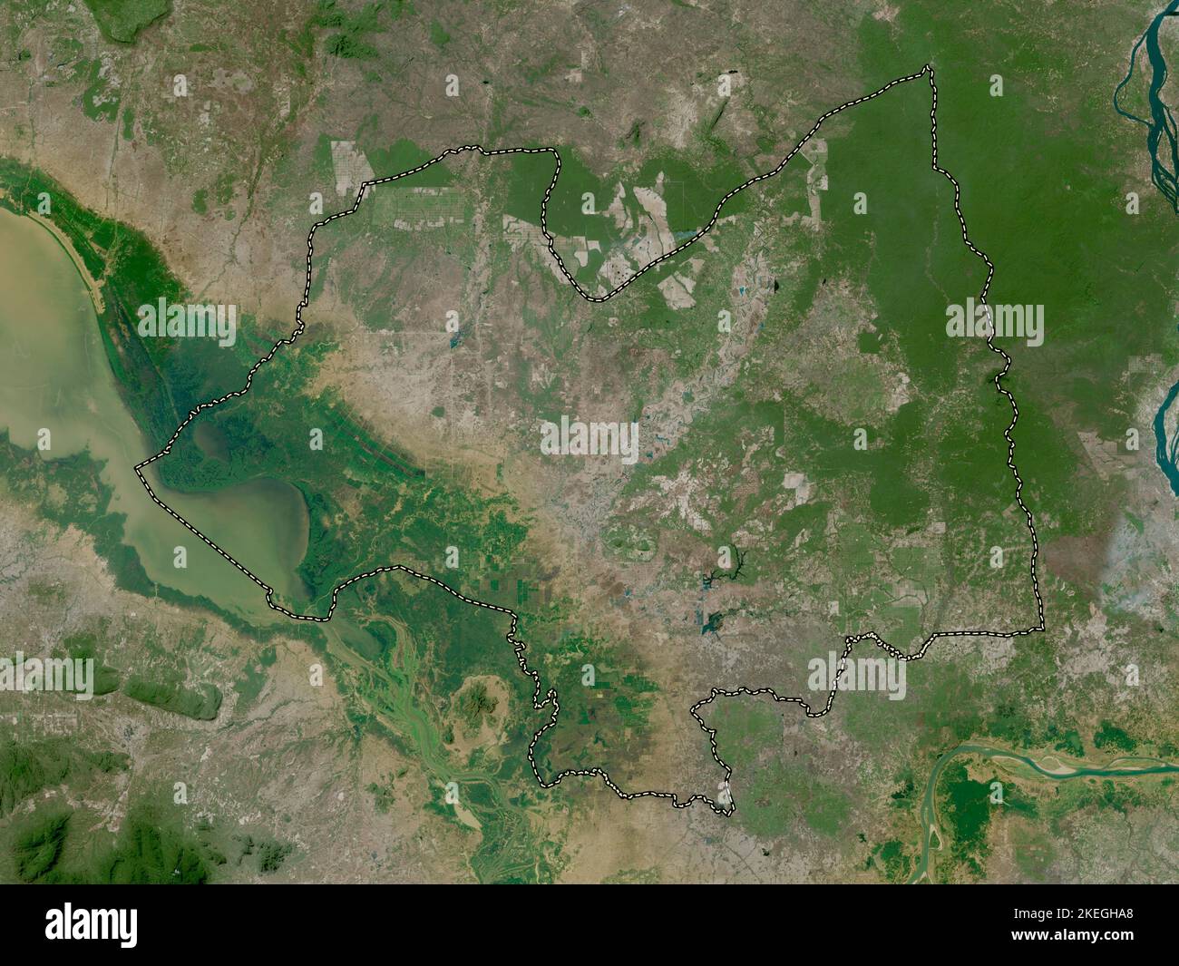 Kampong Thum, province of Cambodia. High resolution satellite map Stock ...