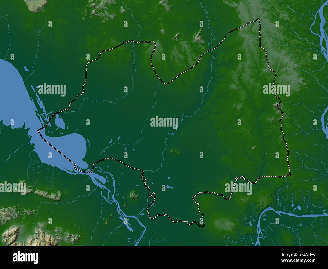 Kampong Thum, province of Cambodia. Colored elevation map with lakes ...