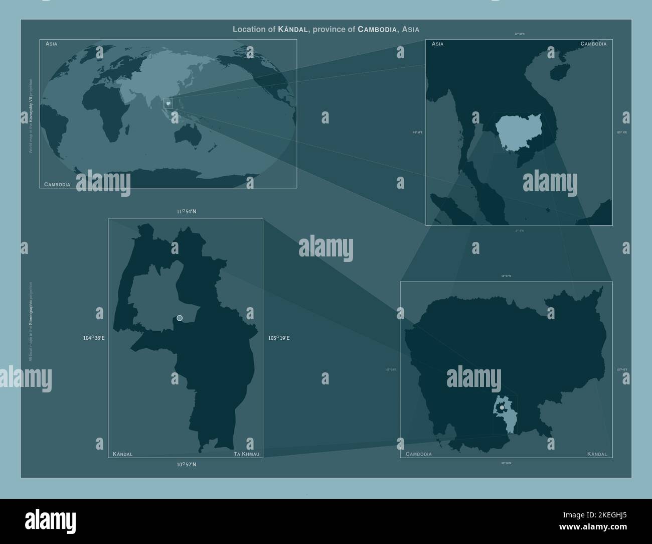 Kandal, province of Cambodia. Diagram showing the location of the ...