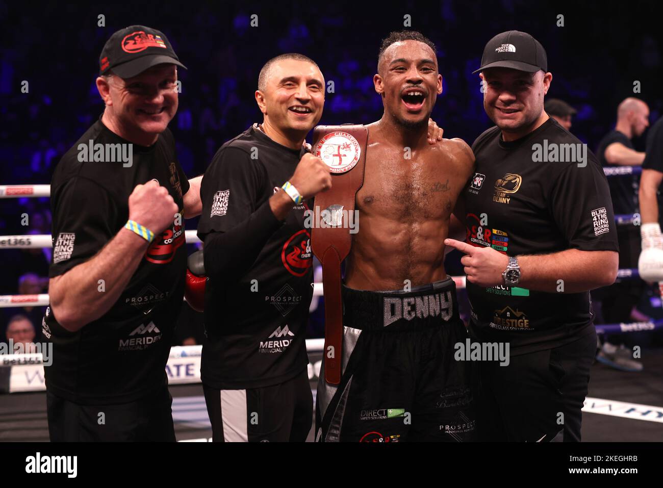 Tyler Denny (second right) celebrates victory with their team after an ...