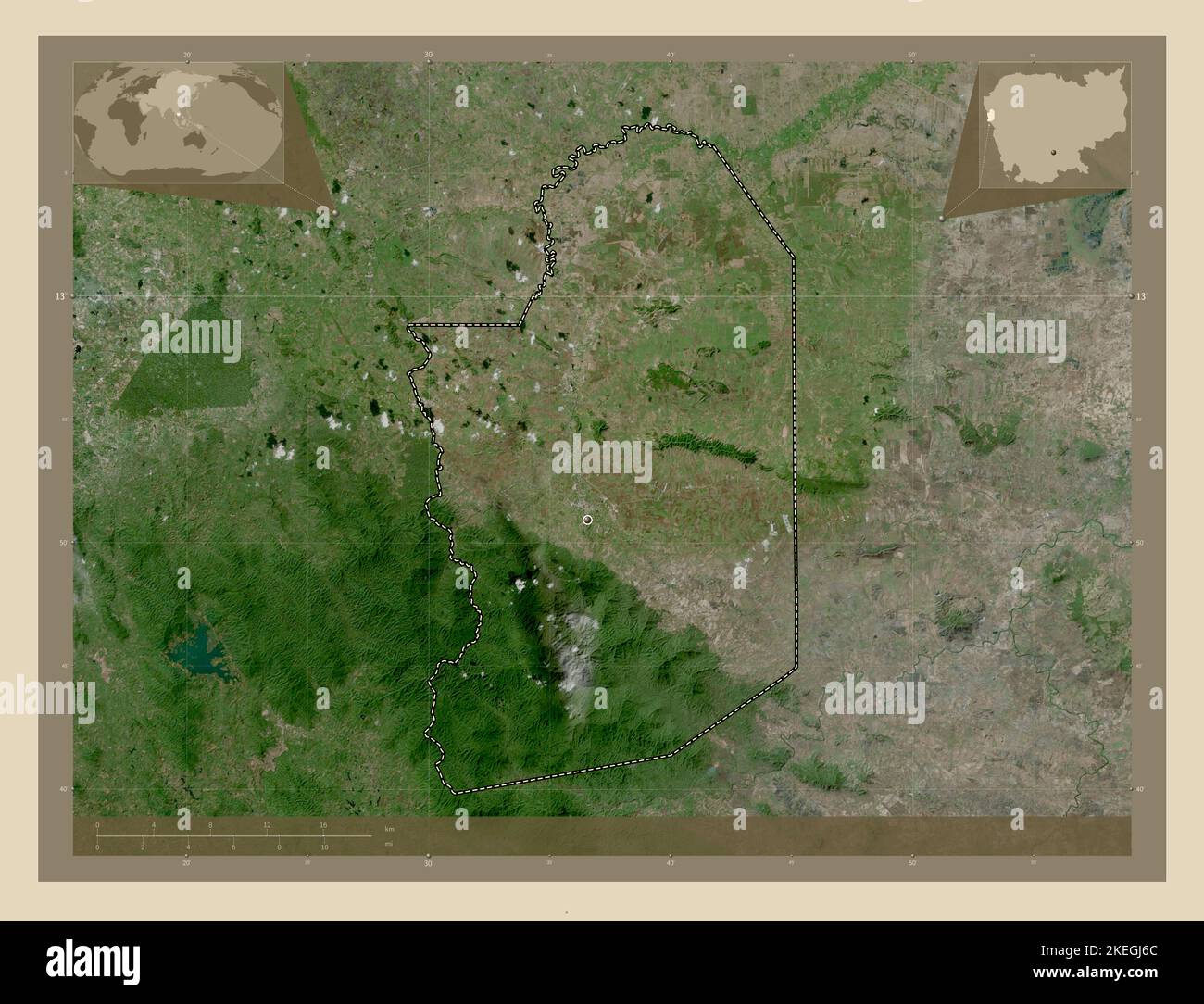 Krong Pailin, municipality of Cambodia. High resolution satellite map ...
