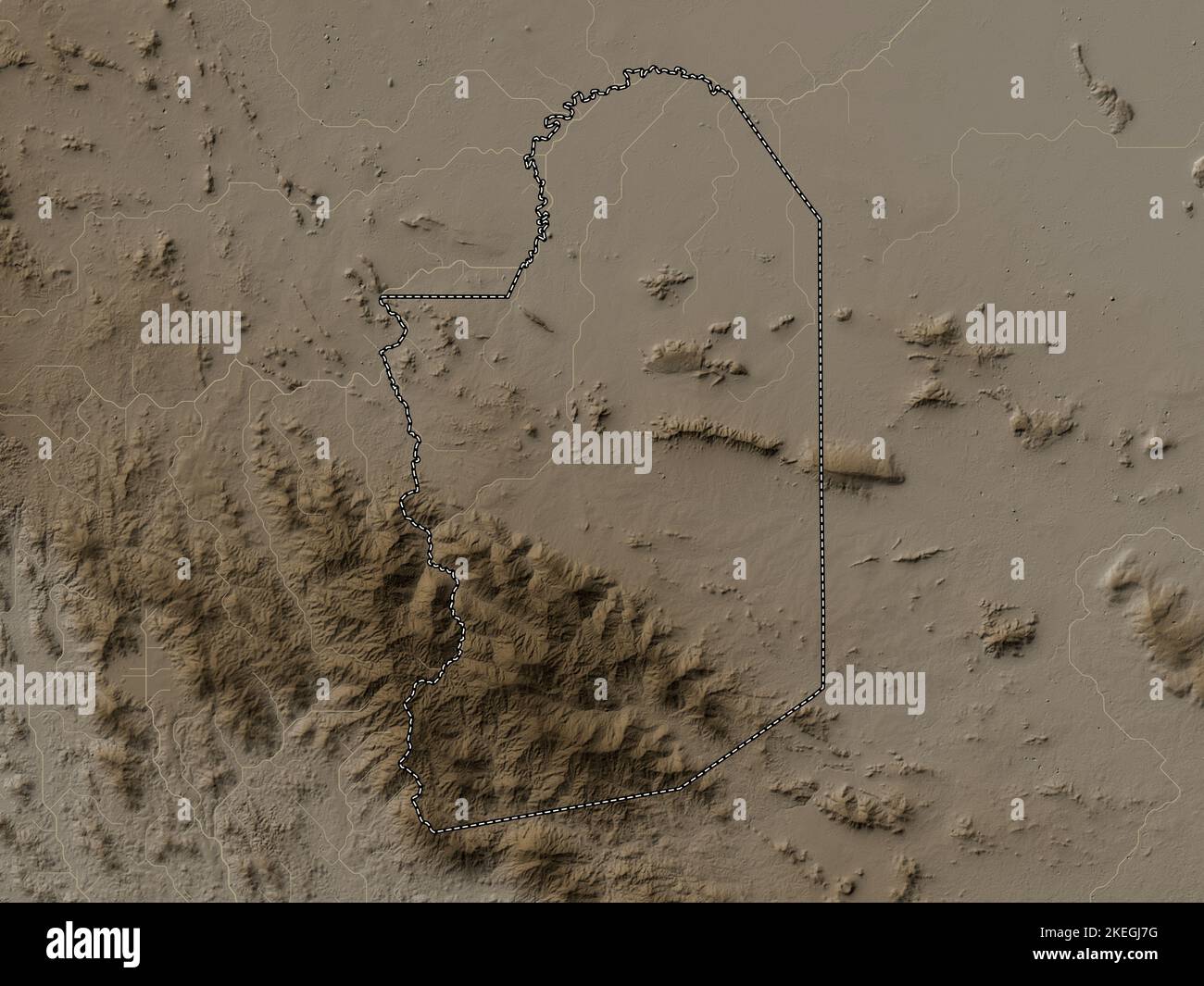 Krong Pailin, municipality of Cambodia. Elevation map colored in sepia ...