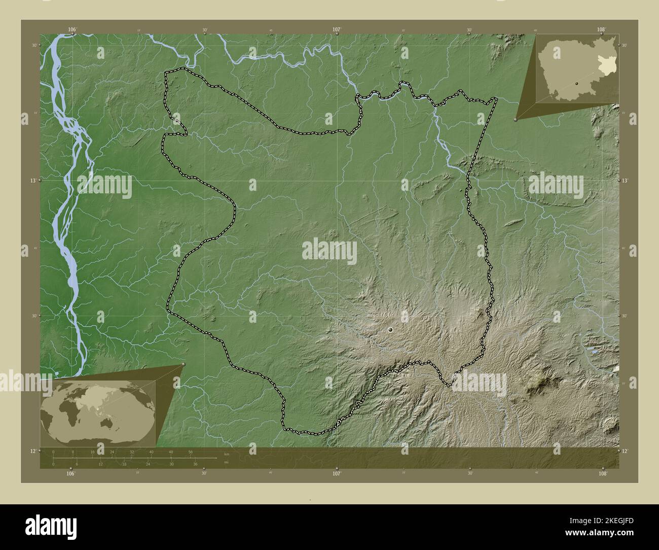 Mondol Kiri, province of Cambodia. Elevation map colored in wiki style ...