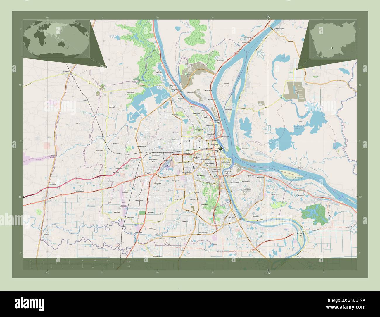 Phnom Penh, municipality of Cambodia. Open Street Map. Locations of ...