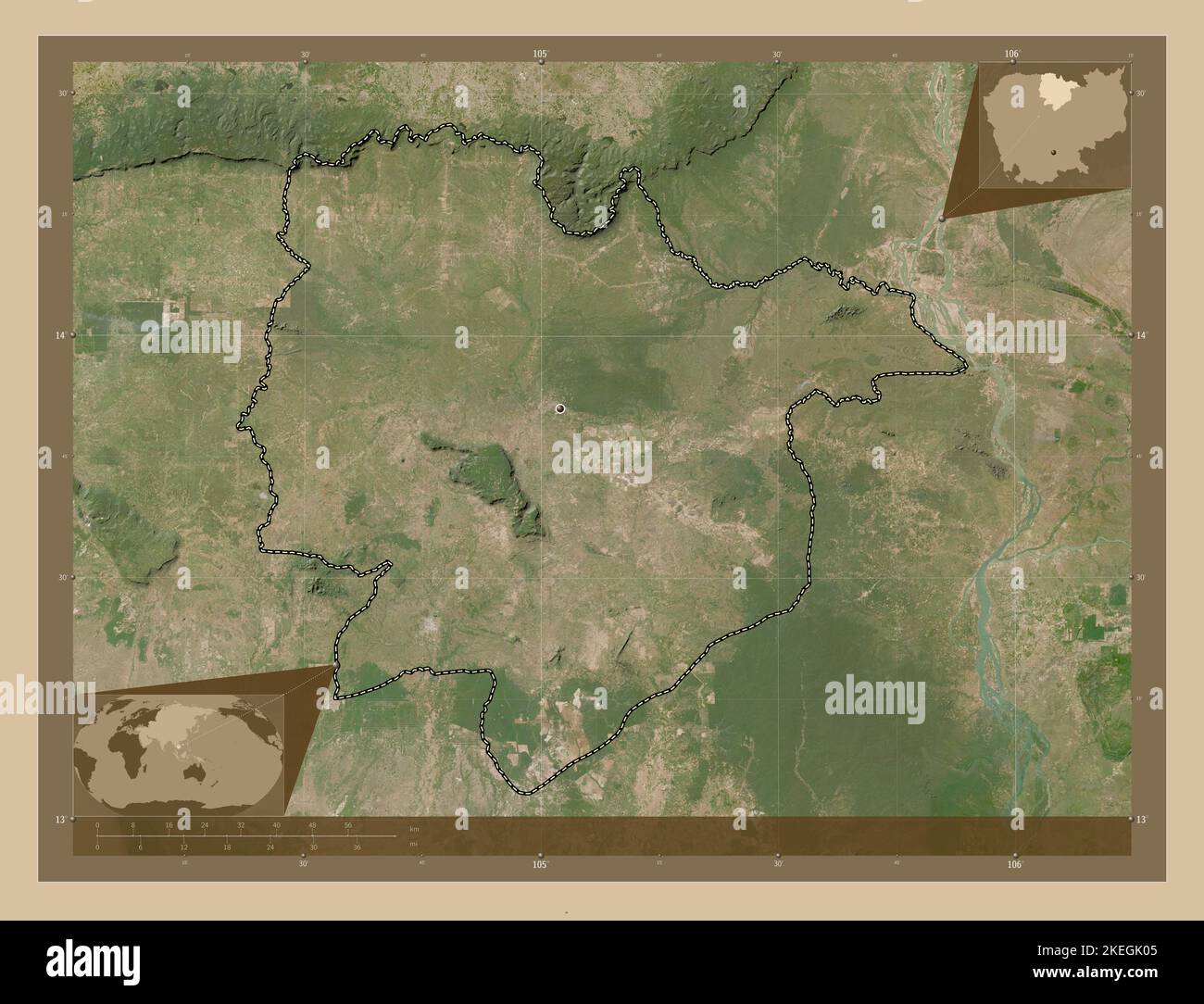 Preah Vihear, province of Cambodia. Low resolution satellite map ...
