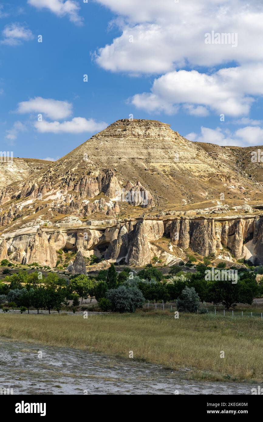 A natural view of a field and Taurus mountain landscape in Goreme ...