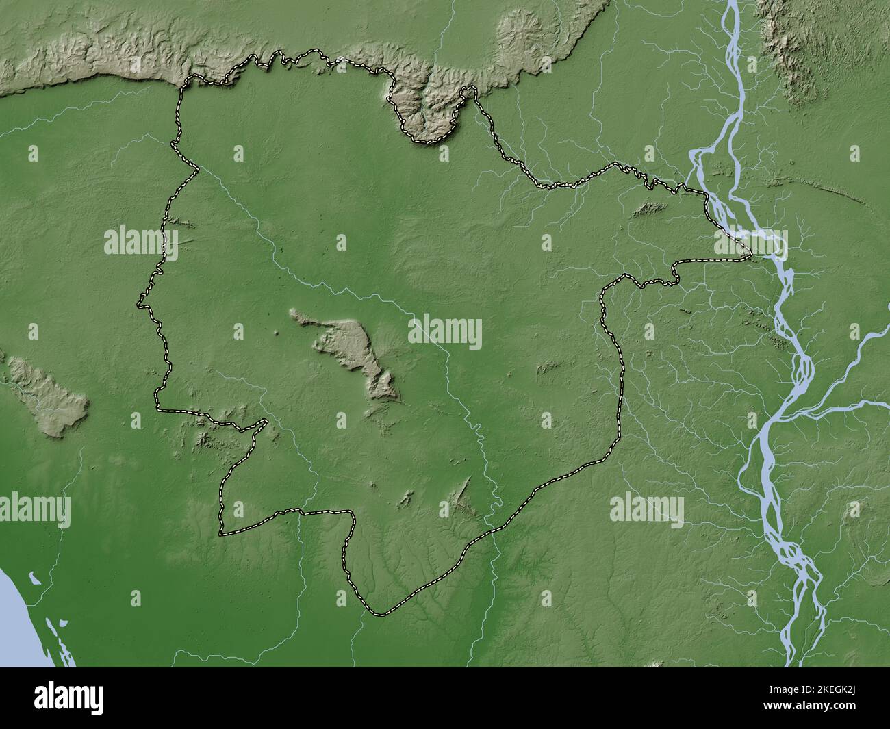 Preah Vihear, province of Cambodia. Elevation map colored in wiki style with lakes and rivers ...