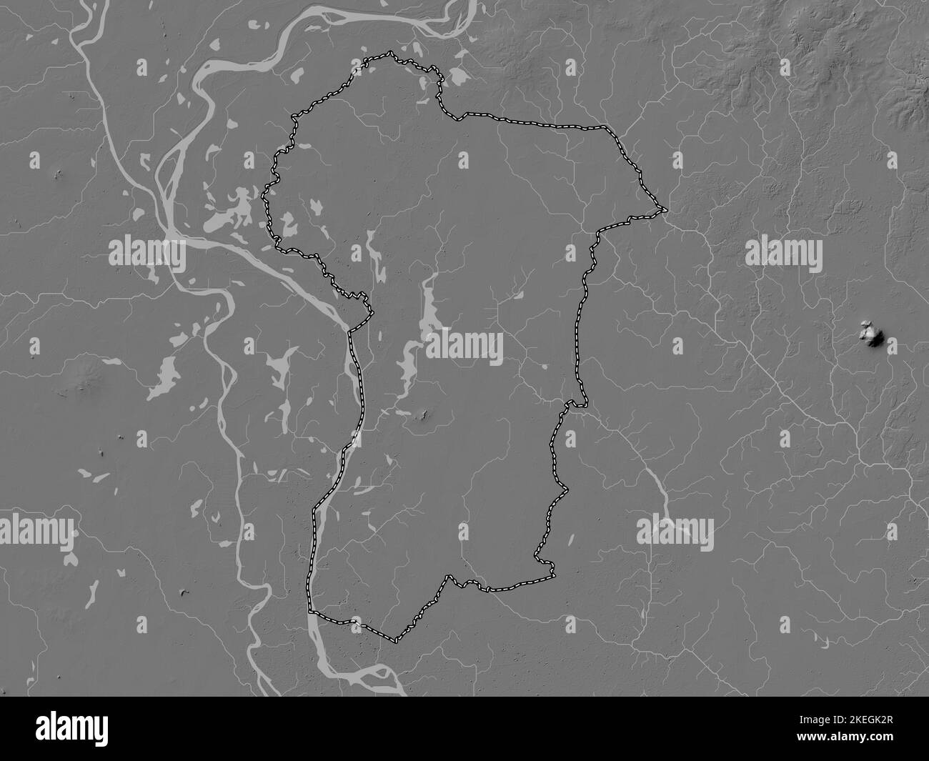 Prey Veng, province of Cambodia. Bilevel elevation map with lakes and ...