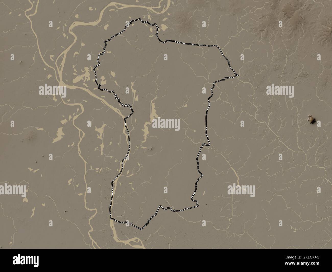 Prey Veng, province of Cambodia. Elevation map colored in sepia tones ...