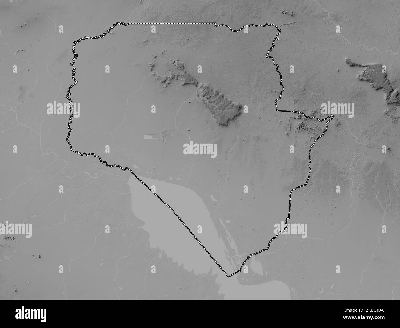 Siemreab, province of Cambodia. Grayscale elevation map with lakes and ...
