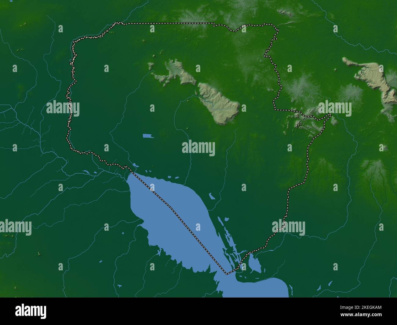 Siemreab, province of Cambodia. Colored elevation map with lakes and ...