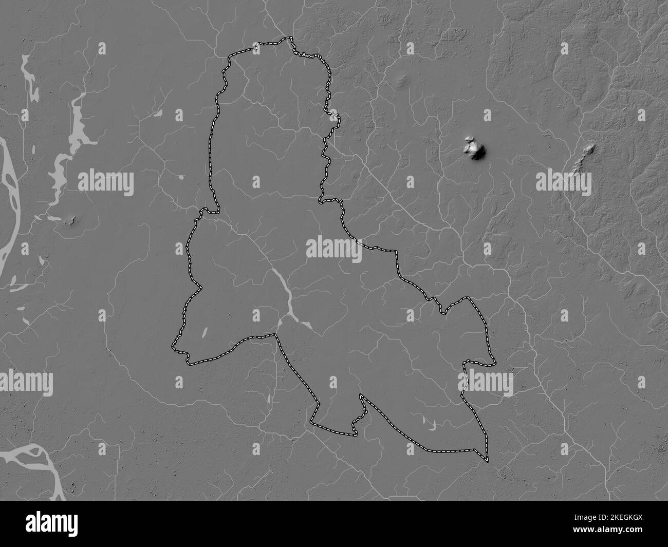 Svay Rieng, province of Cambodia. Bilevel elevation map with lakes and ...