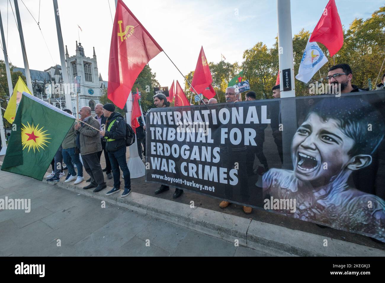 London, UK. 12 Nov 2022. Kurds protest in Parliament Square following ...