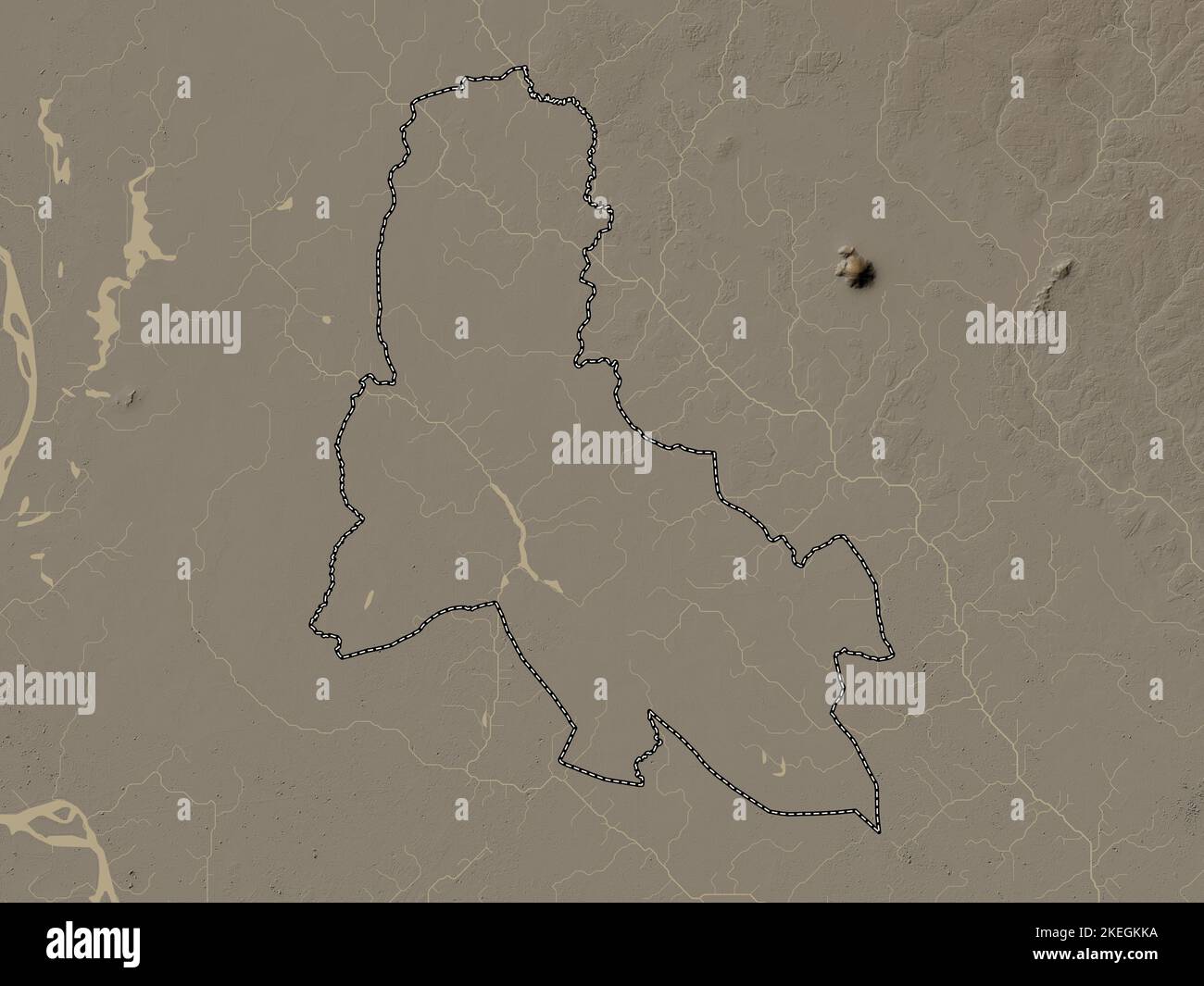 Svay Rieng, province of Cambodia. Elevation map colored in sepia tones ...