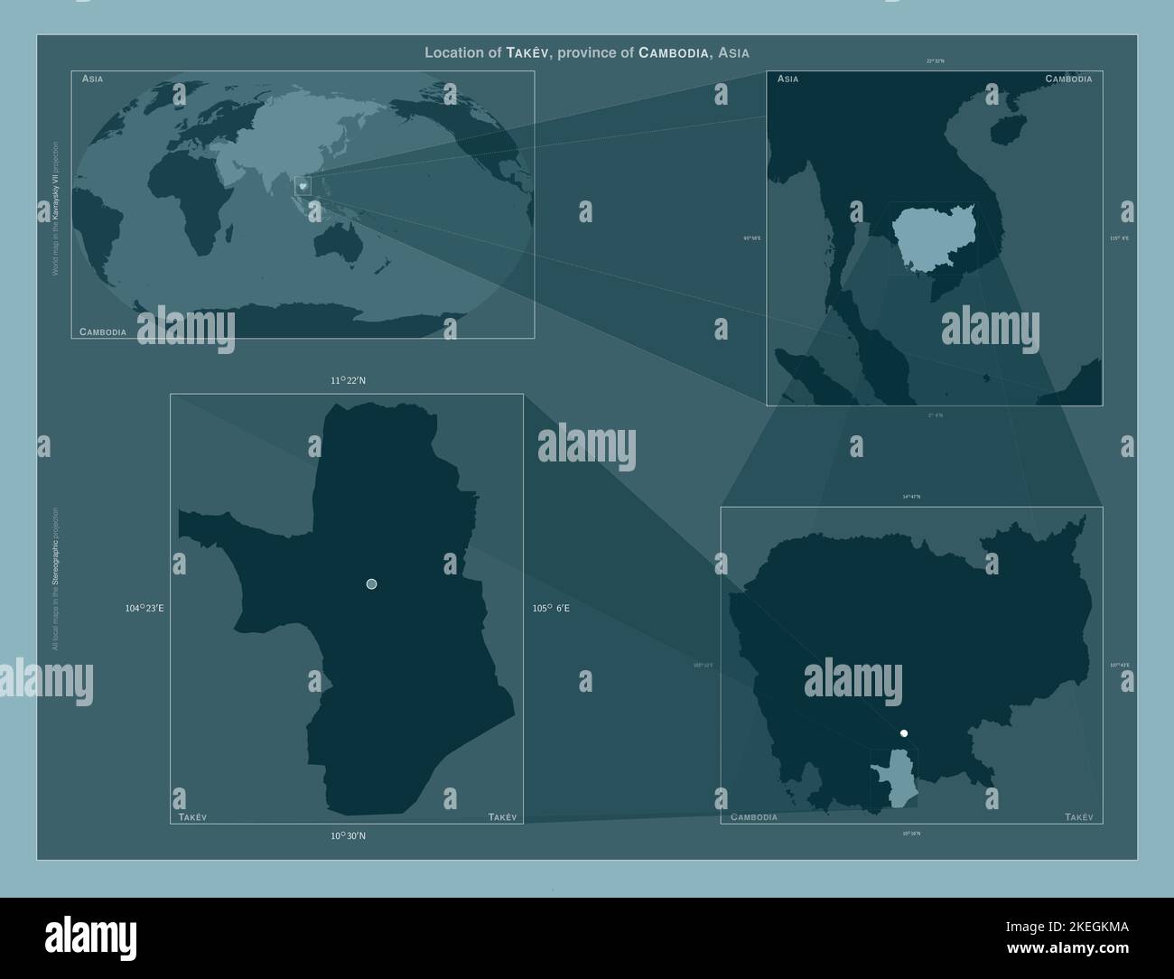 Takev, province of Cambodia. Diagram showing the location of the region ...