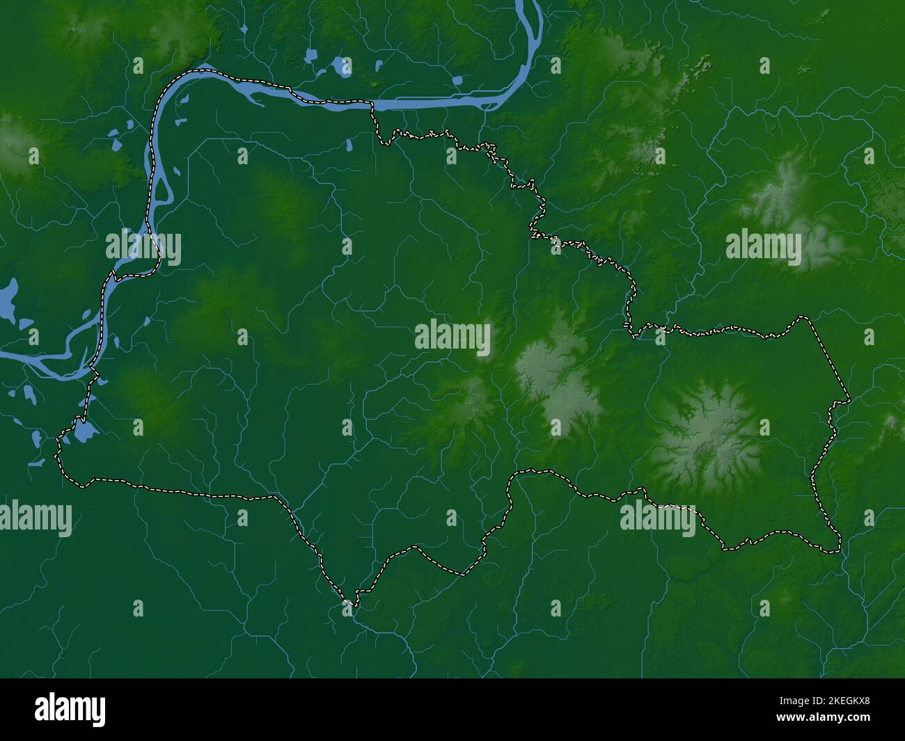 Tbong Khmum, province of Cambodia. Colored elevation map with lakes and ...