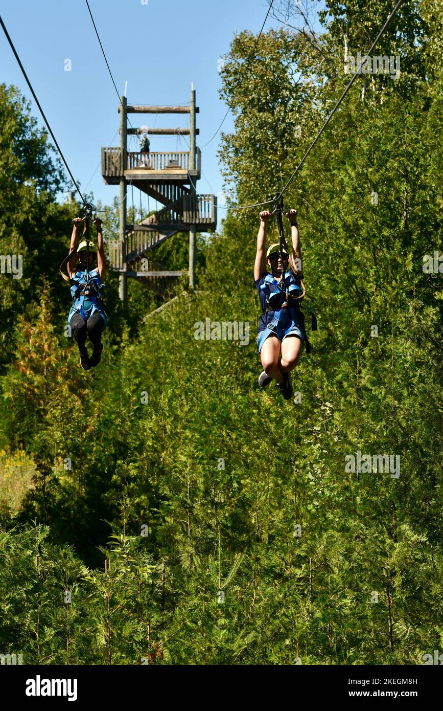 Thrilling tower zipline hi-res stock photography and images - Alamy
