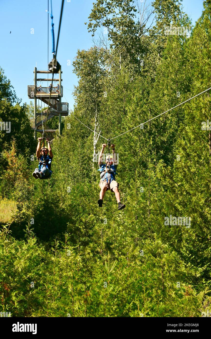 Thrilling tower zipline hi-res stock photography and images - Alamy