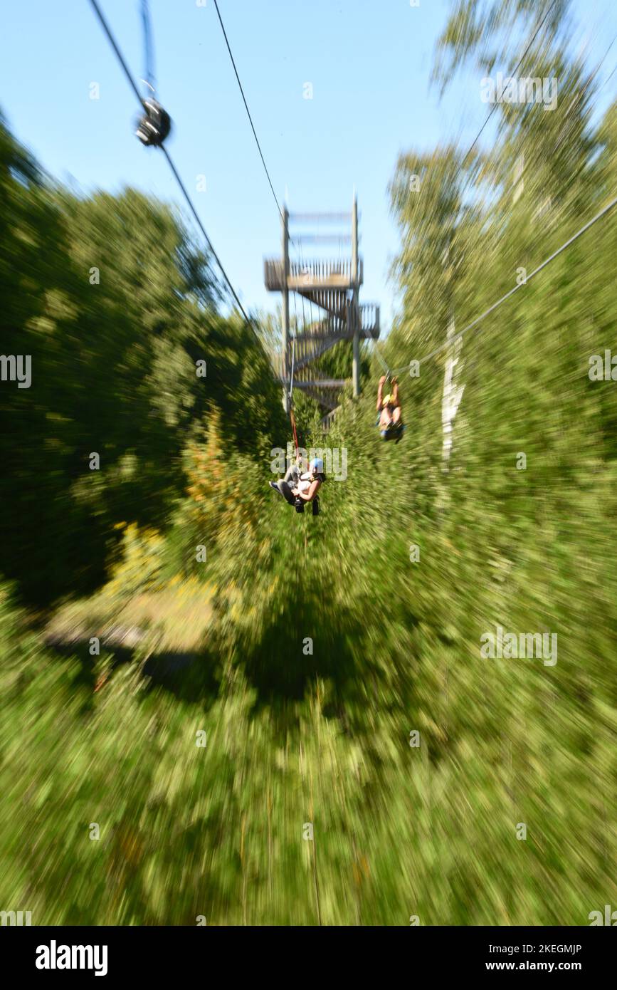 Thrilling tower zipline hi-res stock photography and images - Alamy