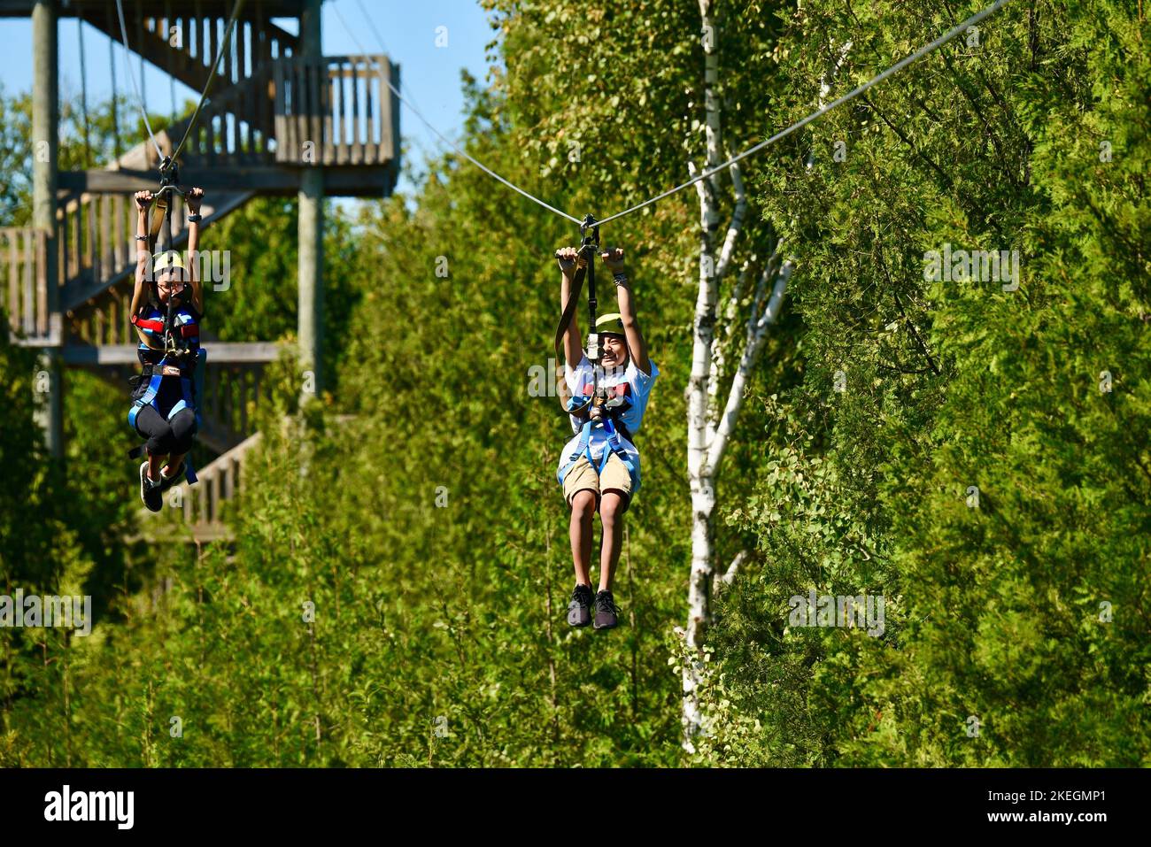 Thrilling tower zipline hi-res stock photography and images - Alamy