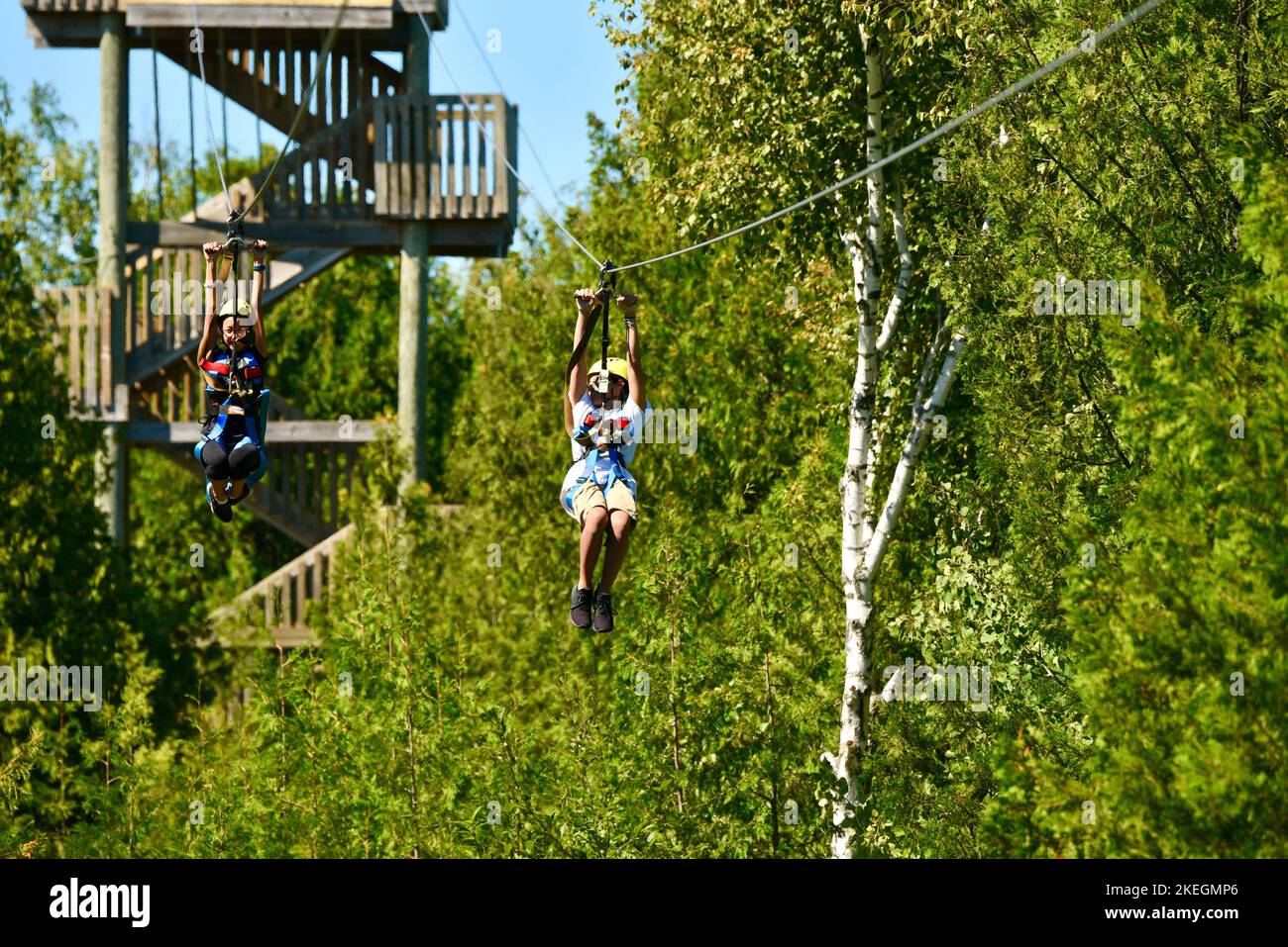Thrilling tower zipline hi-res stock photography and images - Alamy