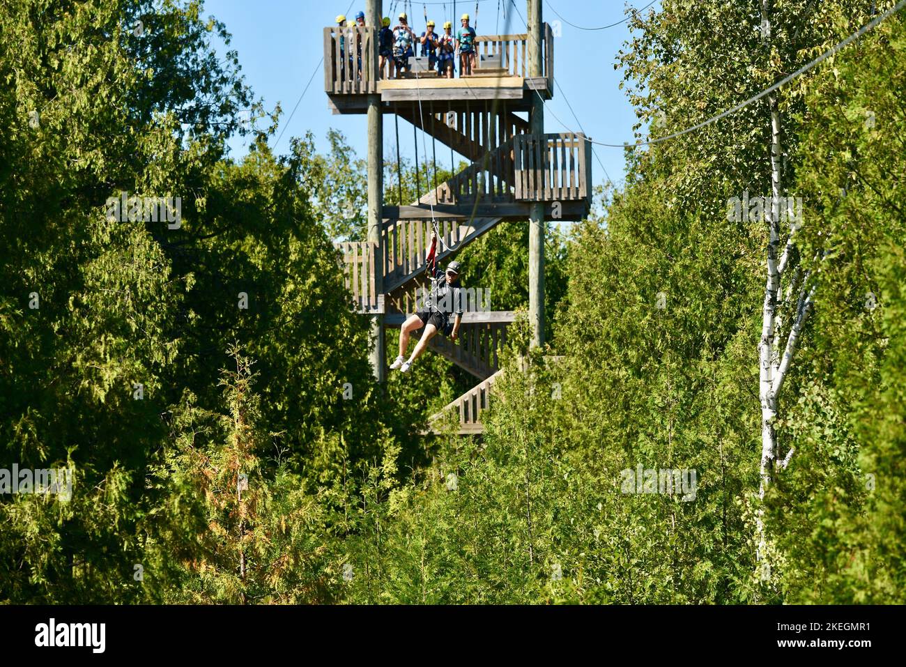 Thrilling tower zipline hi-res stock photography and images - Alamy