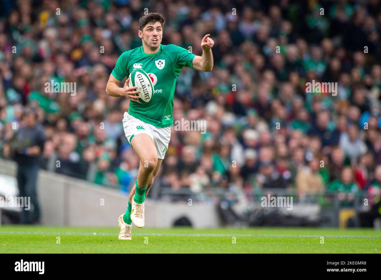 Jimmy O'Brien of Ireland runs with the ball during the Bank of Ireland ...