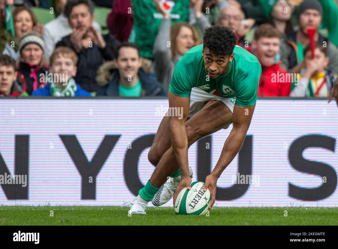 Dublin, Ireland. 12th Nov, 2022. Robert Baloucoune of Ireland scores a ...