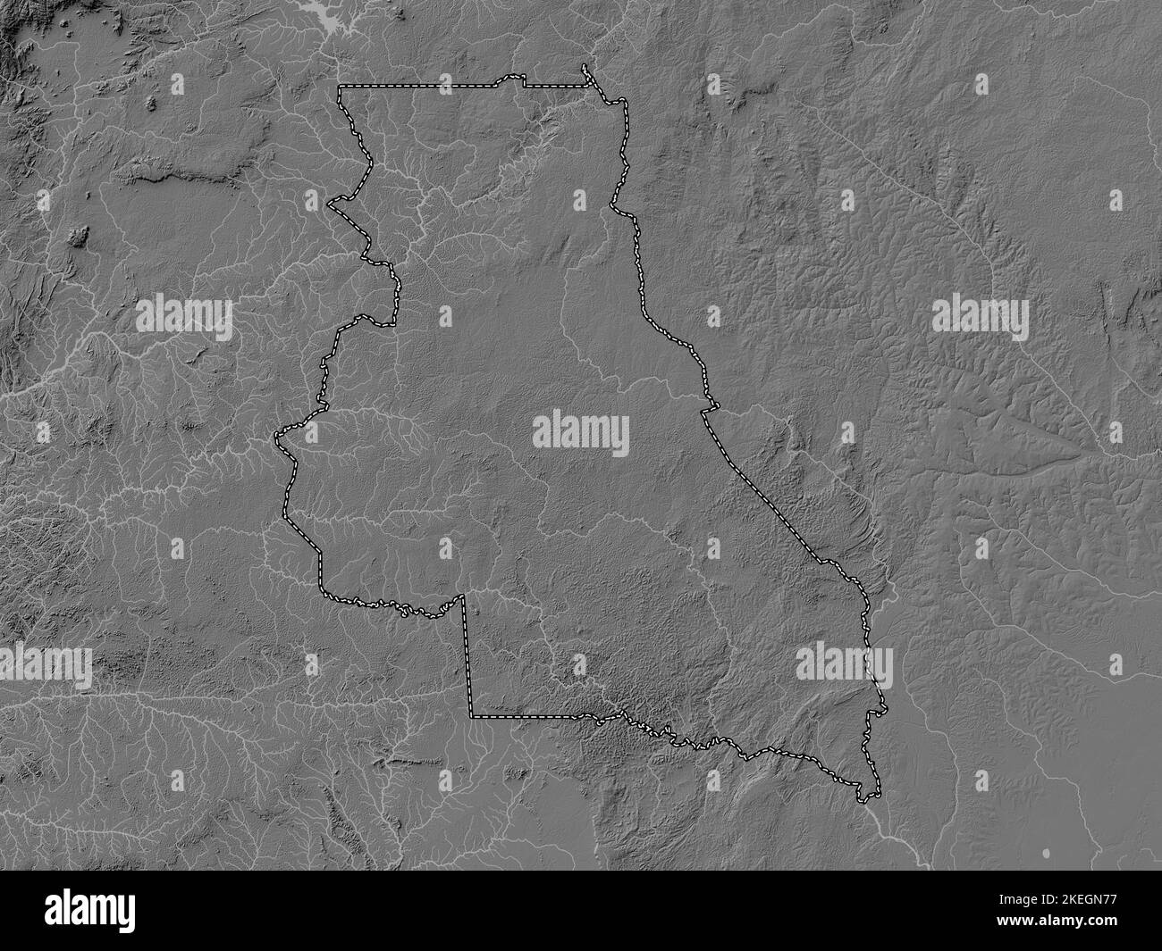 Est, region of Cameroon. Bilevel elevation map with lakes and rivers ...