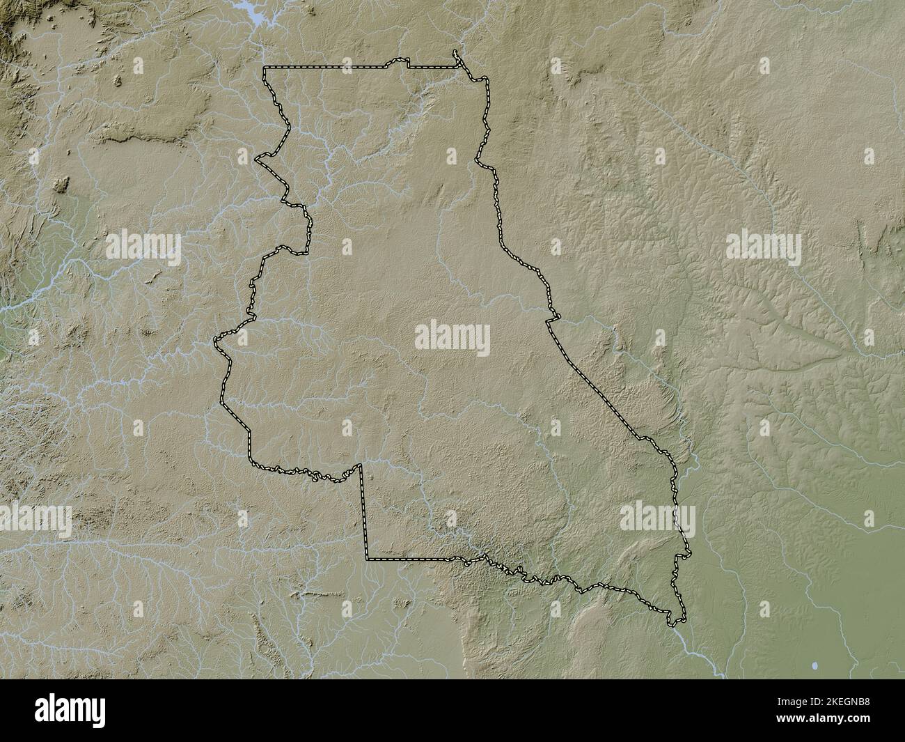 Est, region of Cameroon. Elevation map colored in wiki style with lakes ...