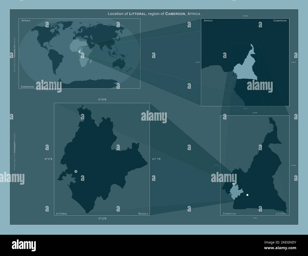 Littoral, region of Cameroon. Diagram showing the location of the ...
