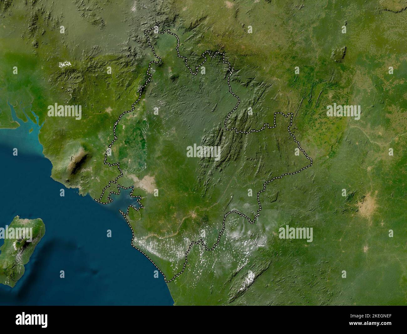 Littoral, region of Cameroon. Low resolution satellite map Stock Photo ...