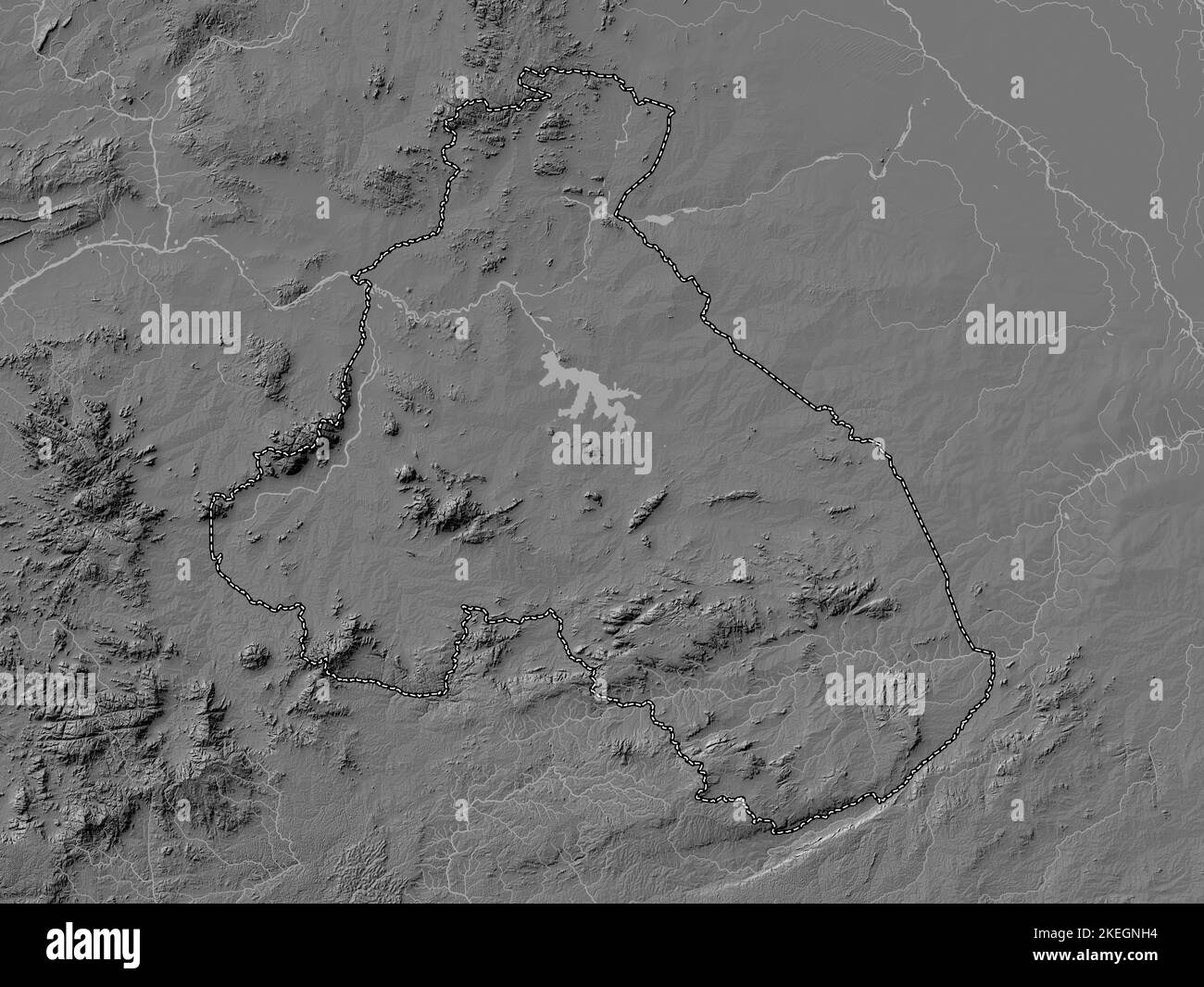 Nord, region of Cameroon. Bilevel elevation map with lakes and rivers ...
