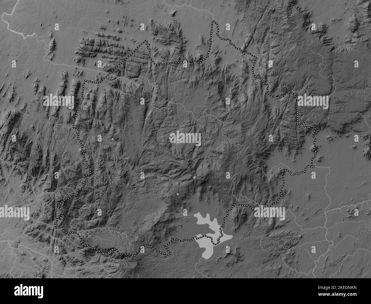 Nord-Ouest, region of Cameroon. Grayscale elevation map with lakes and ...