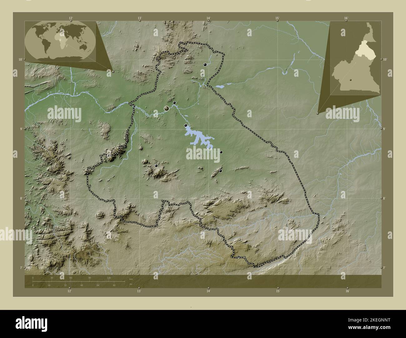 Nord, region of Cameroon. Elevation map colored in wiki style with ...