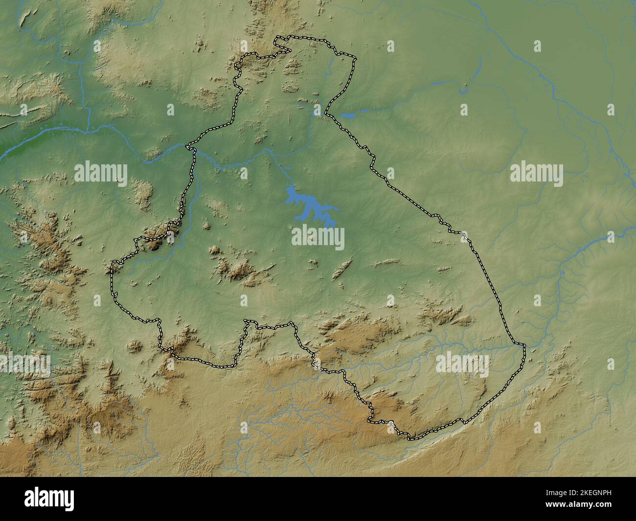 Nord, region of Cameroon. Colored elevation map with lakes and rivers ...