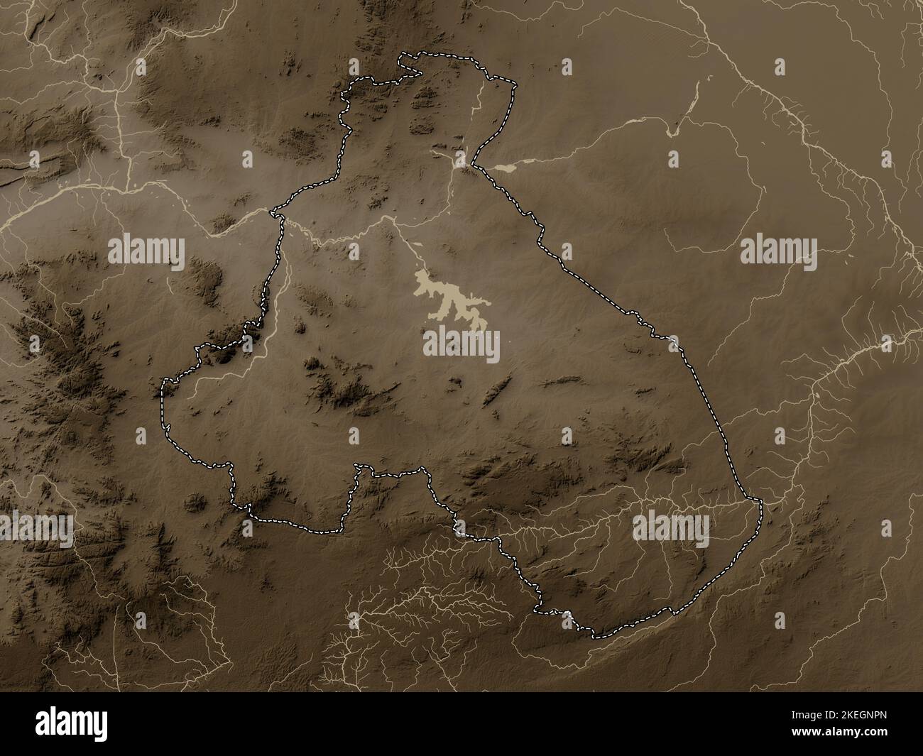 Nord, region of Cameroon. Elevation map colored in sepia tones with ...