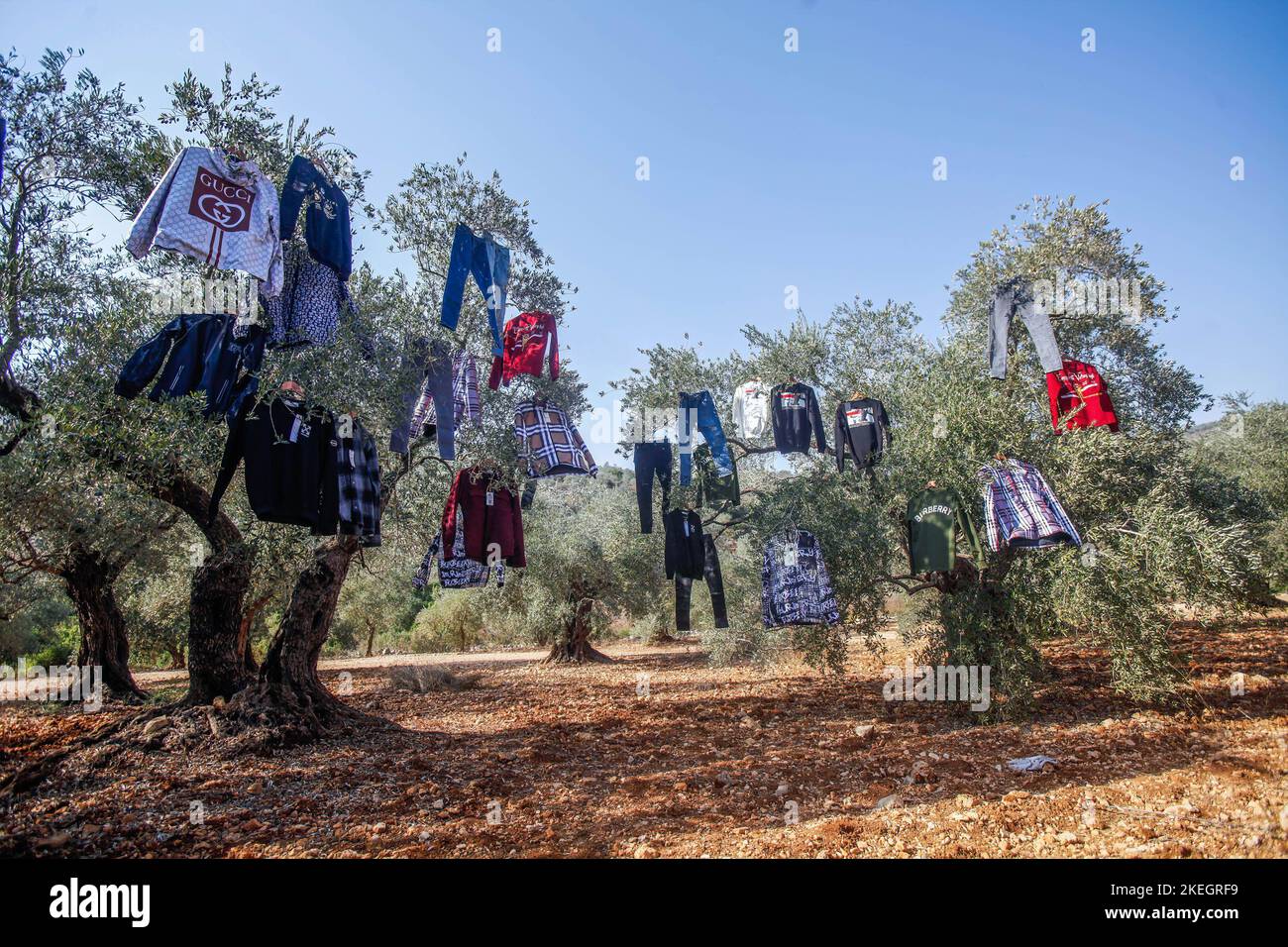 Salfit, West Bank, Palestine. 12th Nov, 2022. Clothes for sale ...