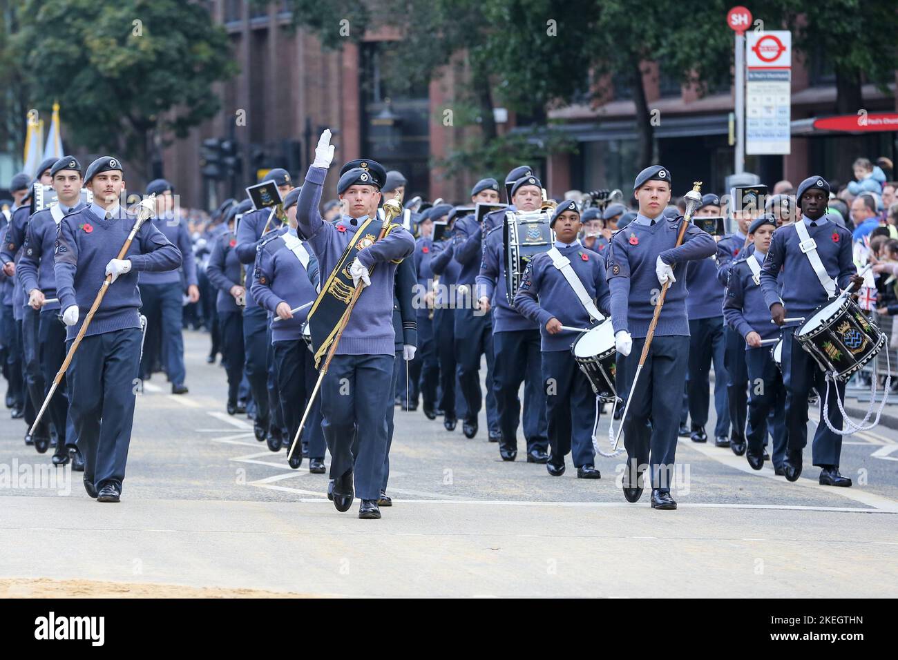 London, UK. 12th Nov, 2022. Military personnel march during the parade of the Lord Mayor's Show ...
