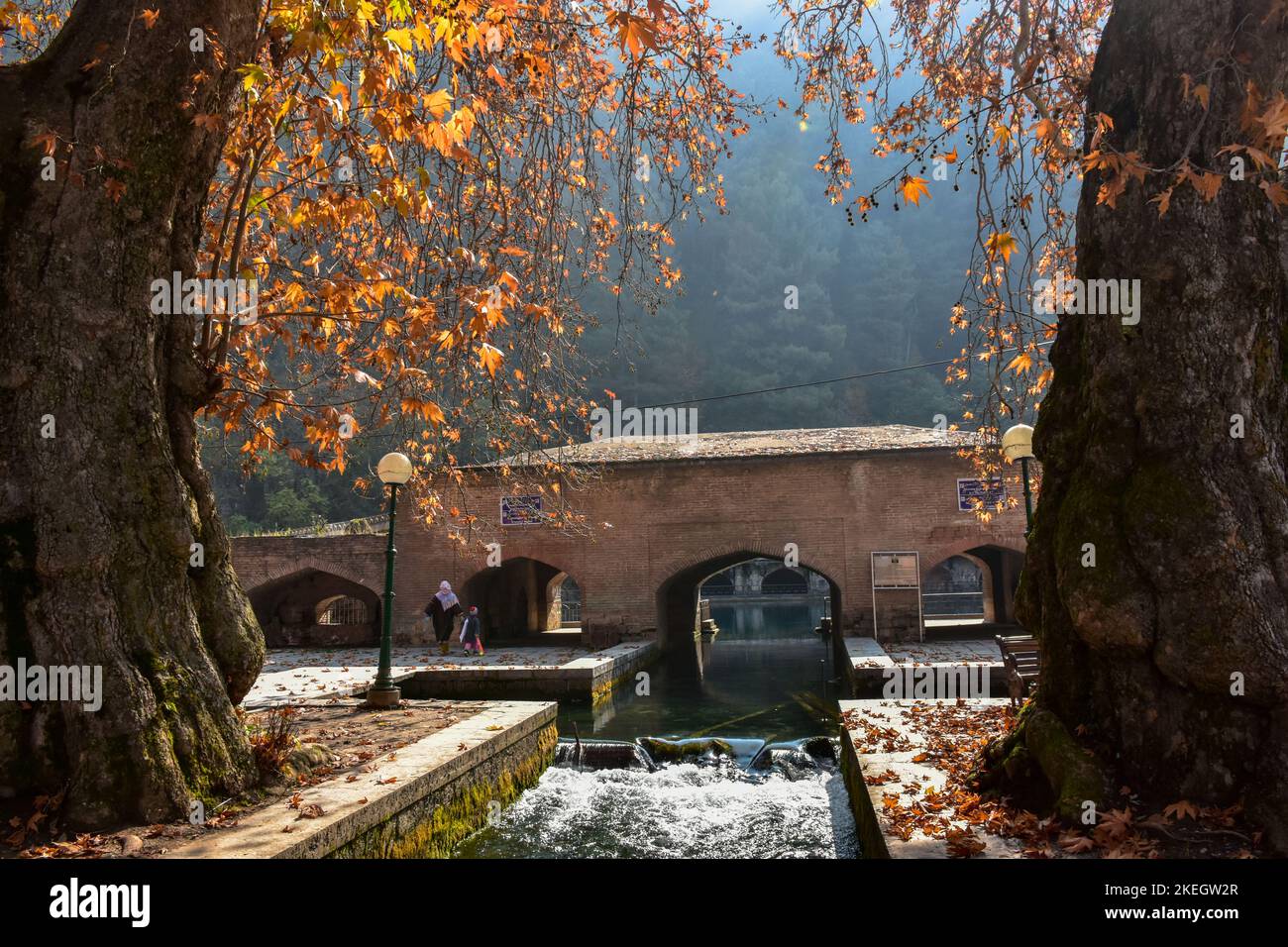 Verinag, India. 12th Nov, 2022. Visitors walk inside the garden on an ...