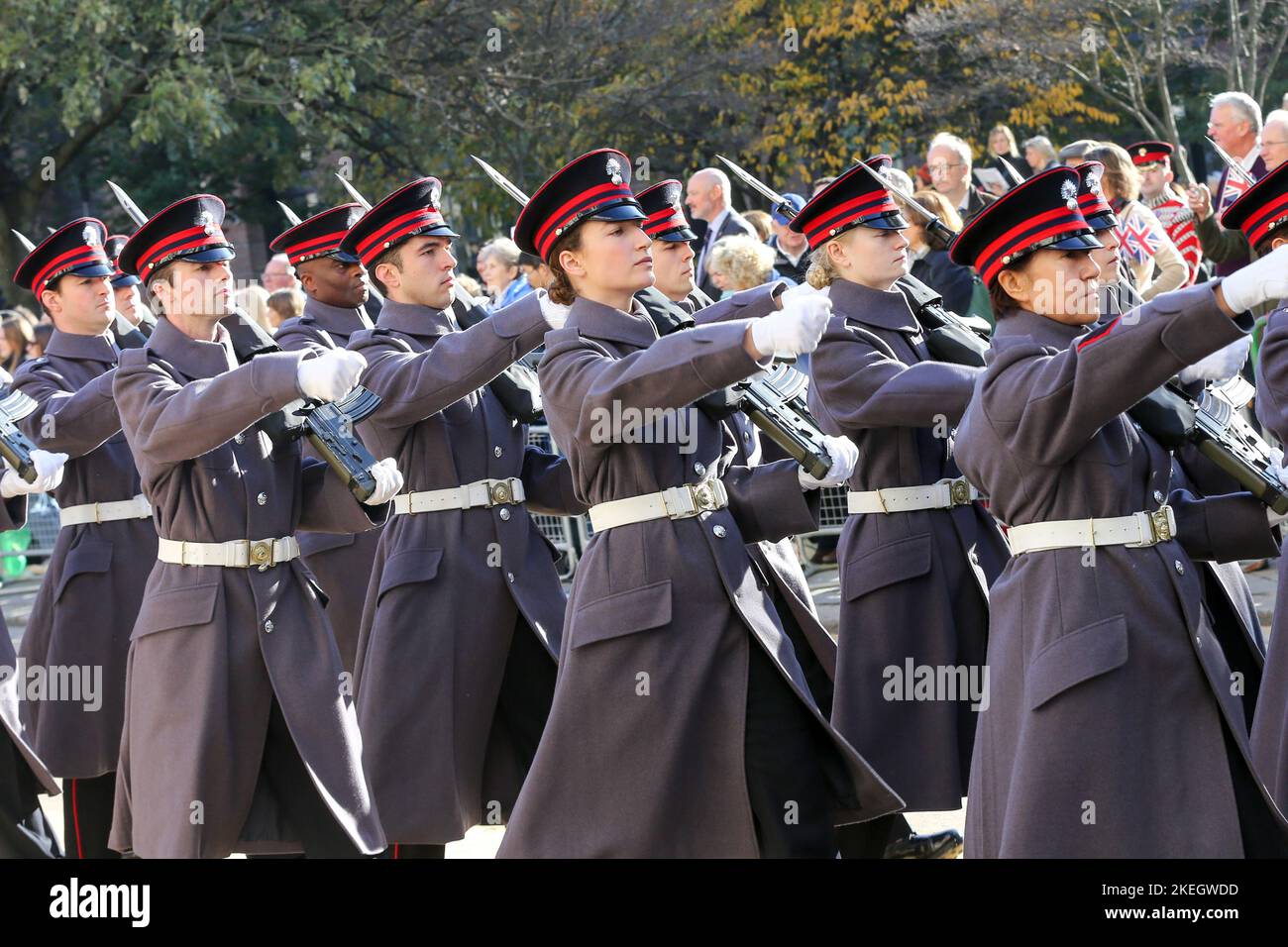 Military personnel march during the parade of the Lord Mayor's Show ...