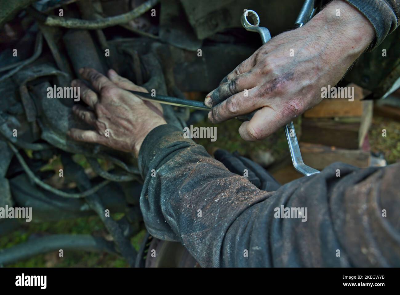 Man fixing underneath truck mechanic hi-res stock photography and ...