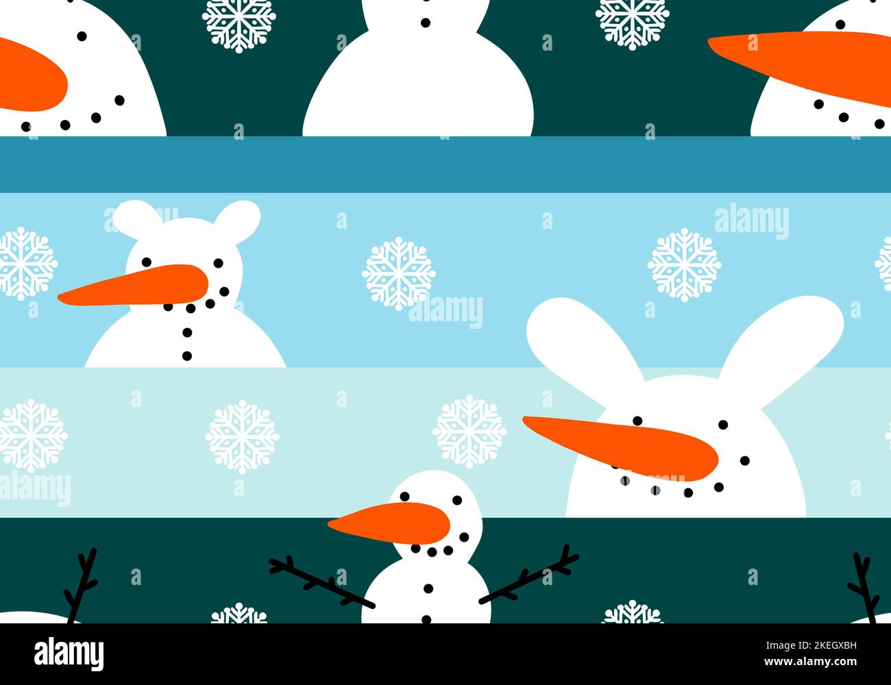 Winter seamless snowman and snowflakes pattern for Christmas wrapping ...
