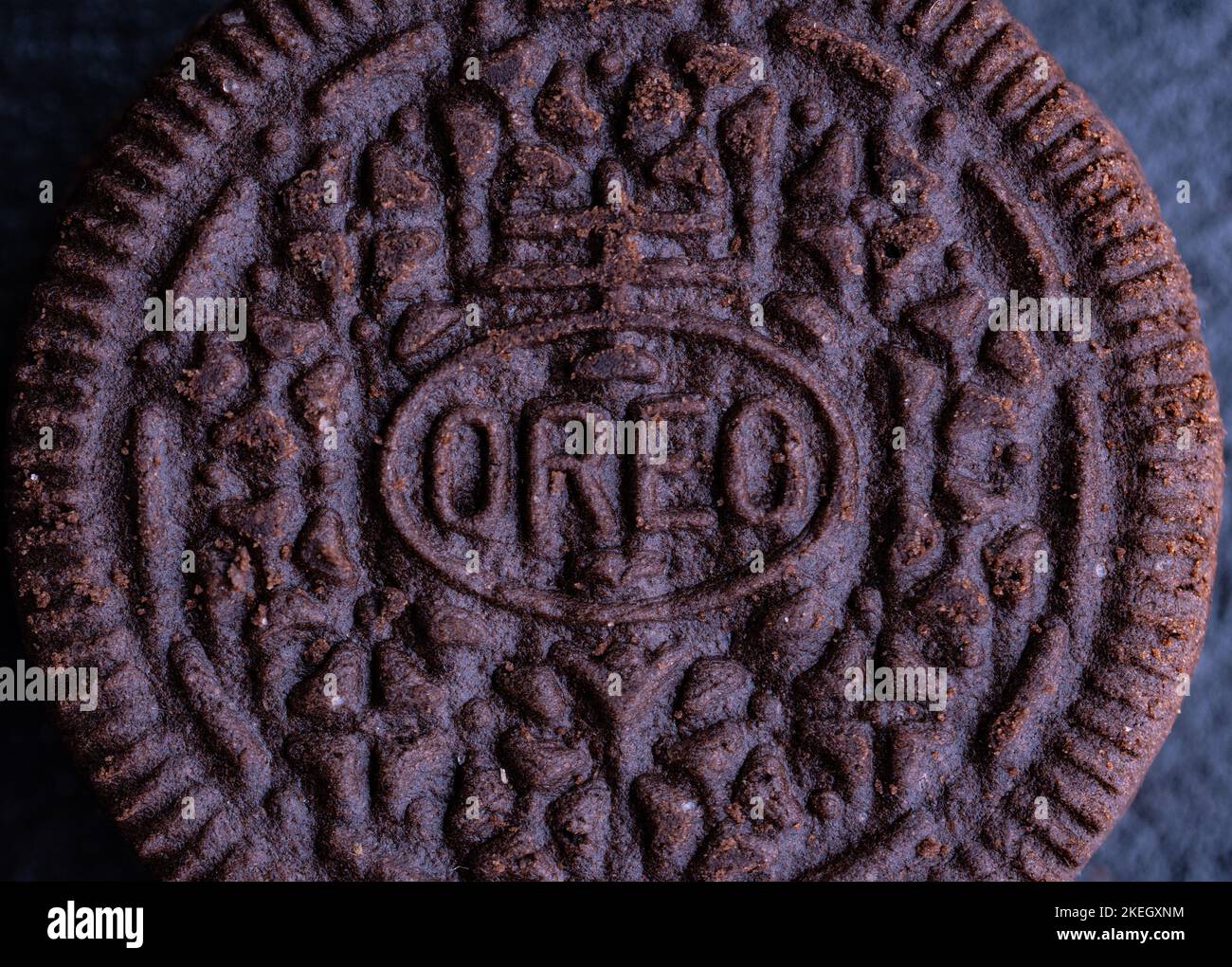 dark round cookie close-up on a stone Stock Photo - Alamy
