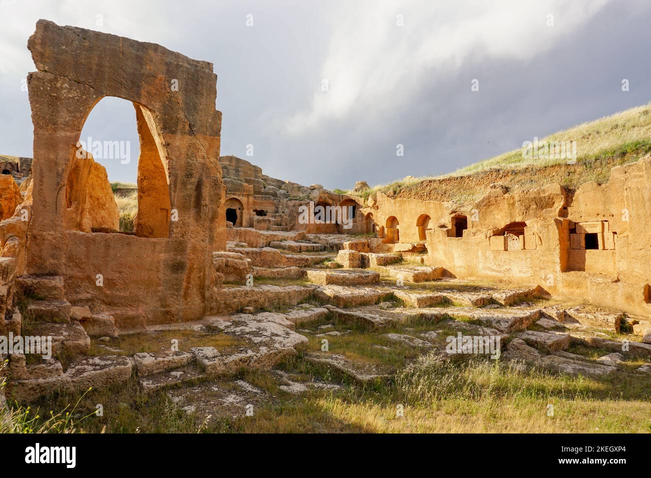 The ruins of ancient Dara city with necropolis and cistern of East ...