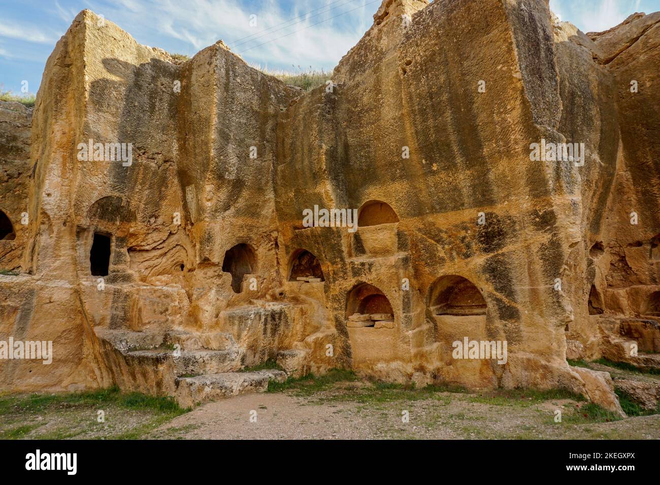 The ruins of ancient fortress city Dara with necropolis of East Roman ...