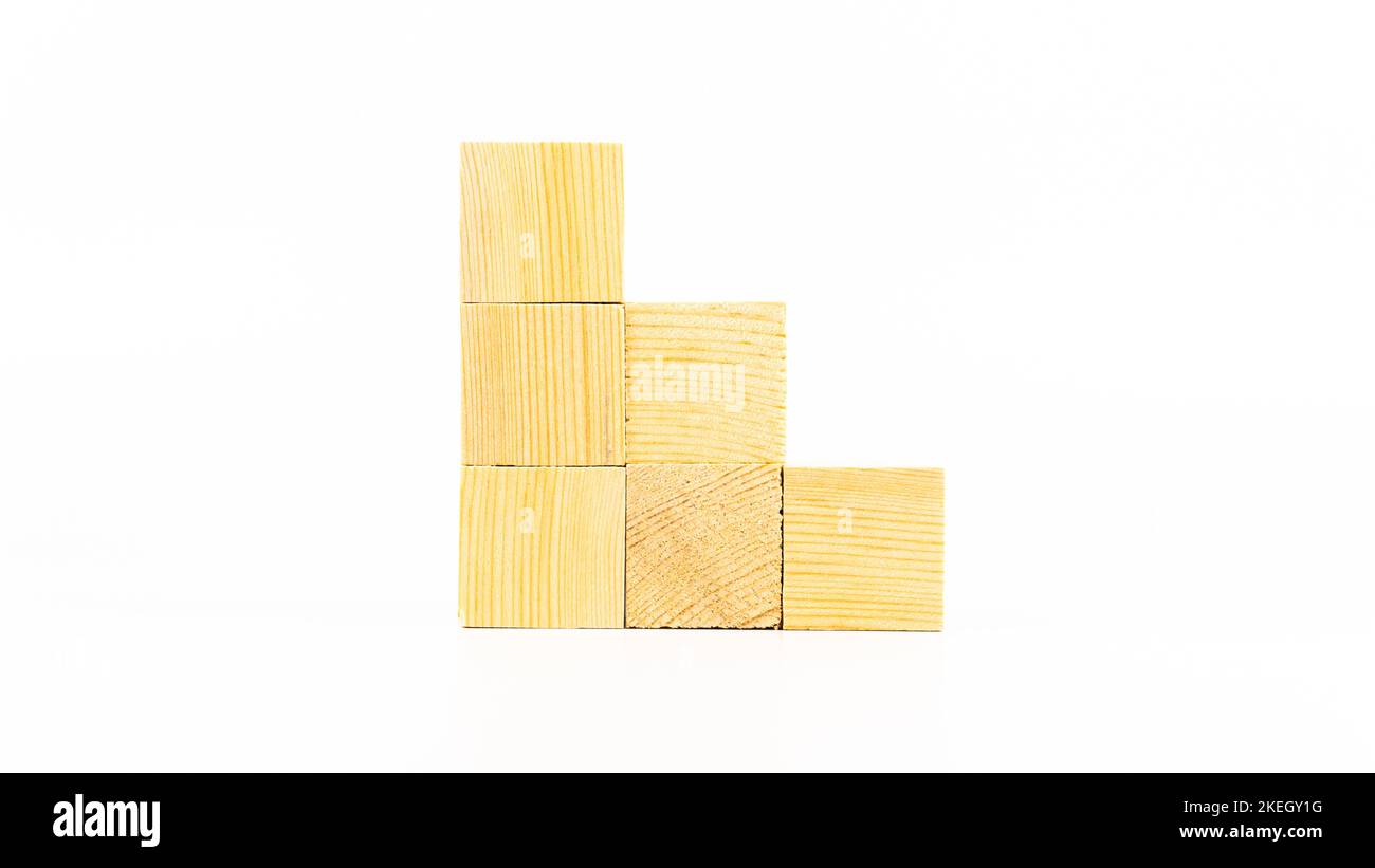 Wooden cubes for copy space for text isolated on white background ...