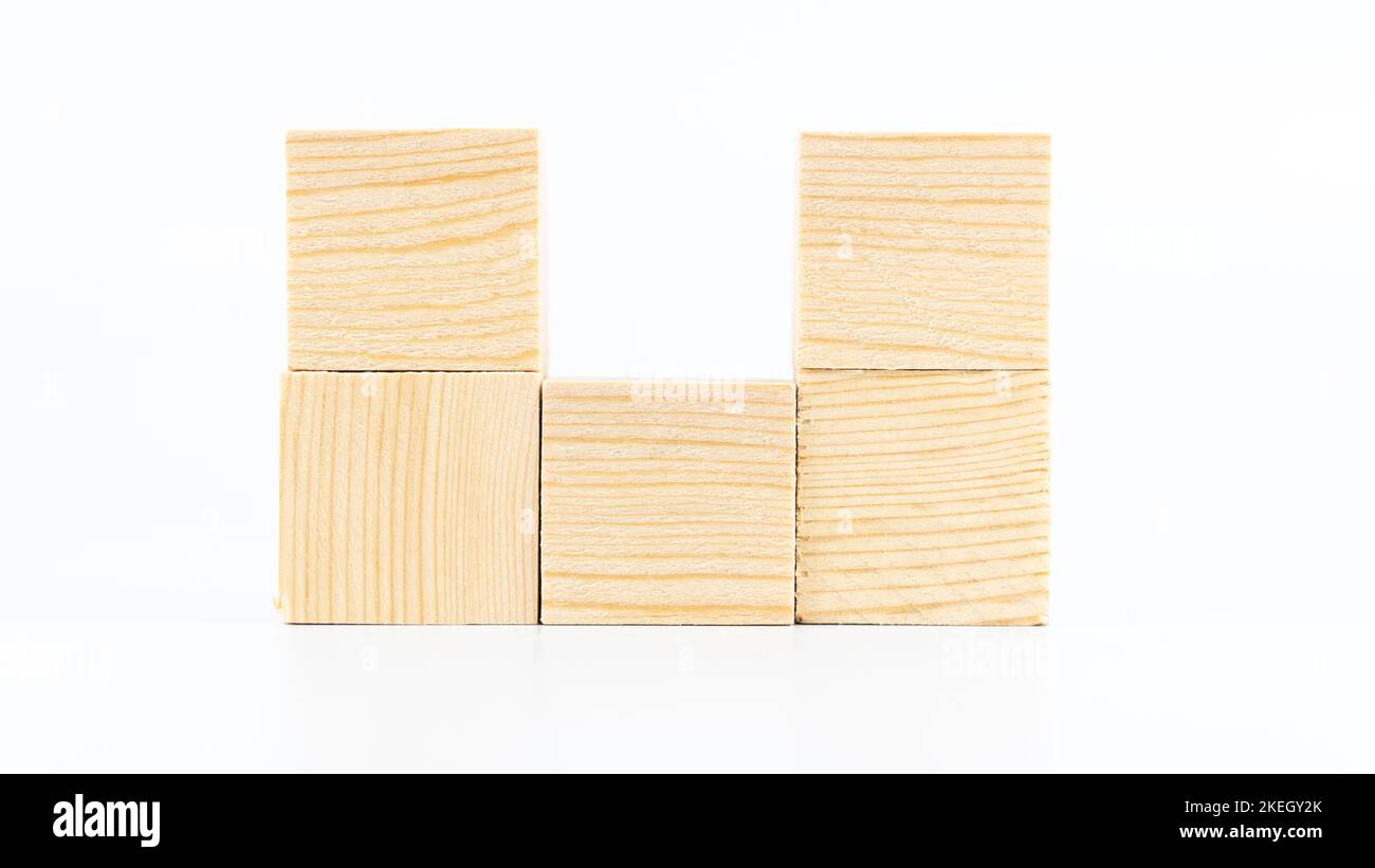 Wooden cubes for copy space for text isolated on white background ...
