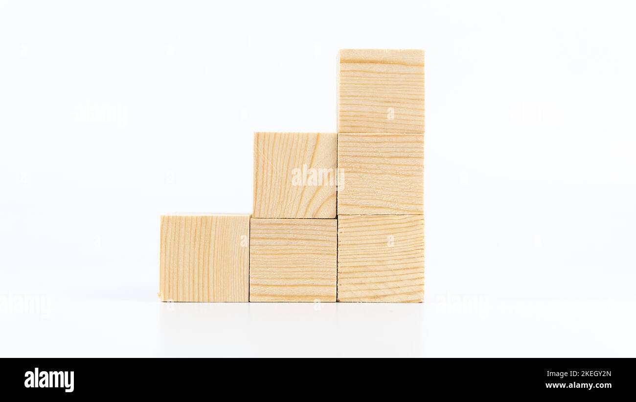 Wooden cubes for copy space for text isolated on white background ...